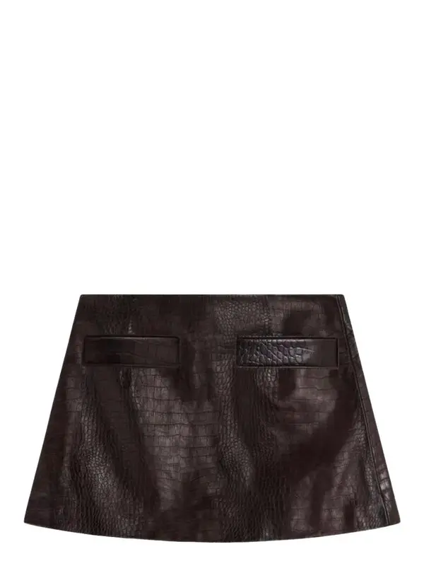 THE FRANKIE SHOP Rory Croc-embossed Mini Skirt - Brown