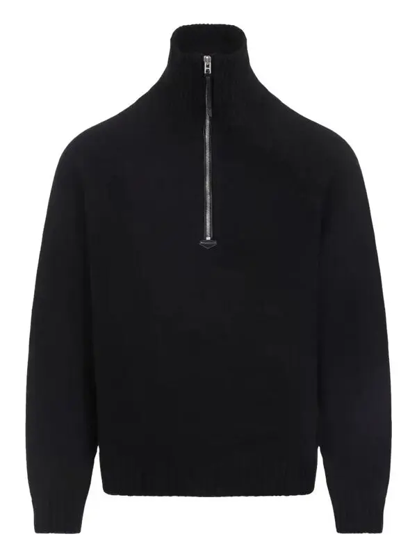 TOM FORD Half-zip Wool Sweater - Black