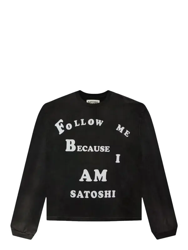SATOSHI NAKAMOTO Logo-print Long-sleeve T-shirt - Black