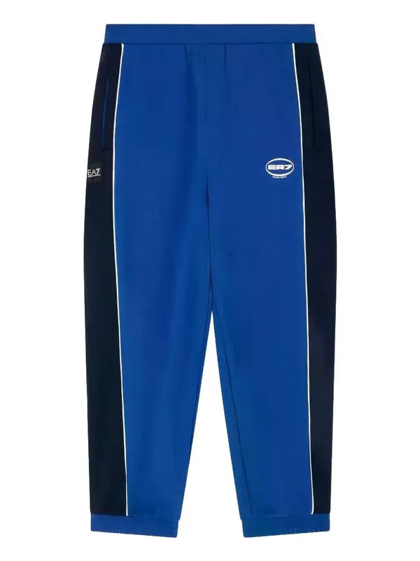 EA7 Logo-print Side-stripe Track Pants - Blue