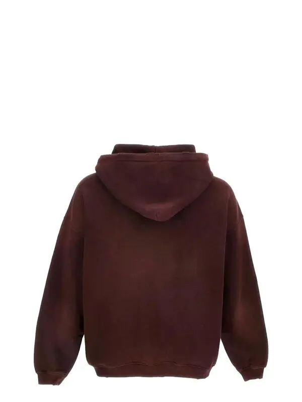 GOLDEN GOOSE Distressed Logo Print Hoodie - Brown