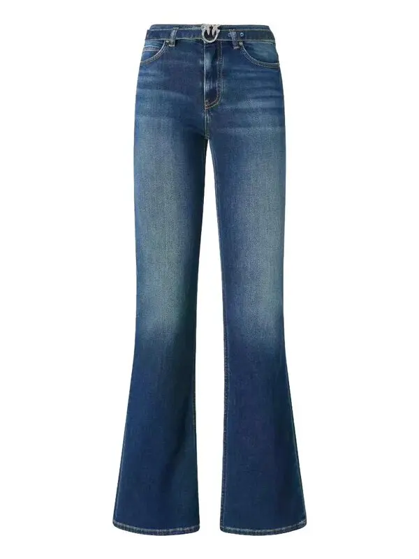 Pinko Love Birds Buckle Flared Jeans - Blue