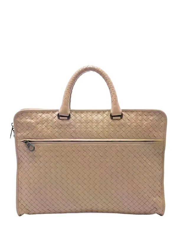 Bottega Veneta Woven Nappa Leather Business Bag - Brown