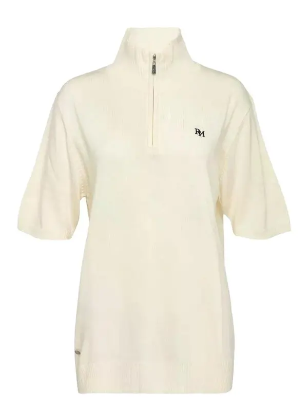 Rally Movement Embroidered Quarter-zip Sweater - Neutrals