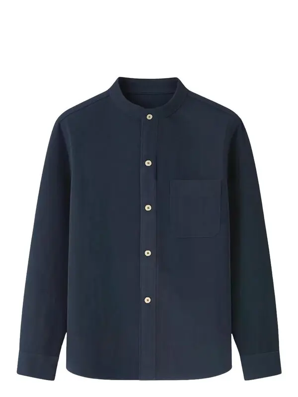 Commas Stand-collar Long-sleeve Shirt - Blue