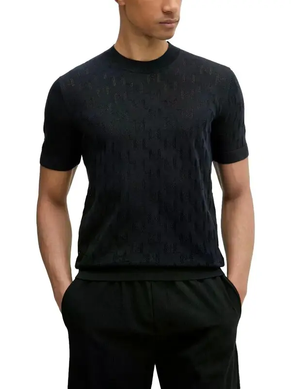Karl Lagerfeld Logo-perforated Cotton T-shirt - Blue