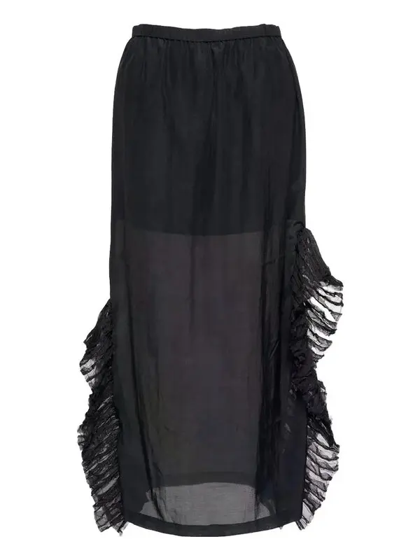 MULLER OF YOSHIOKUBO Ruffle-trimmed Semi-sheer Midi Skirt - Black