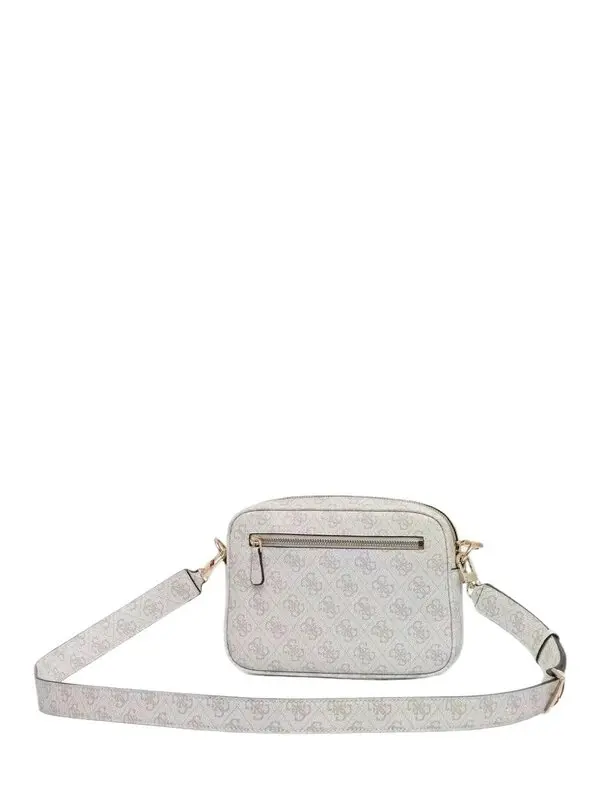 Guess Monogram Print Logo Plaque Shoulder Bag - Neutrals