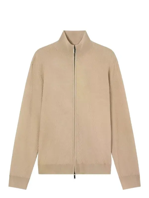 Emporio Armani Chevron-knit Zip-up Cardigan - Neutrals