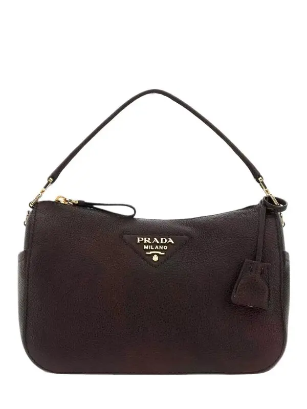 Prada Logo-plaque Leather Tote Bag - Brown