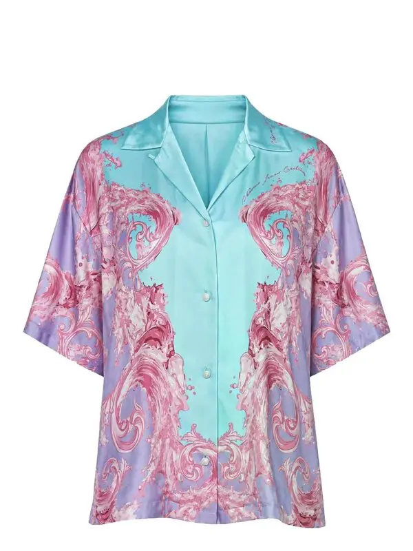Versace Baroque Print Short Sleeve Shirt - Blue