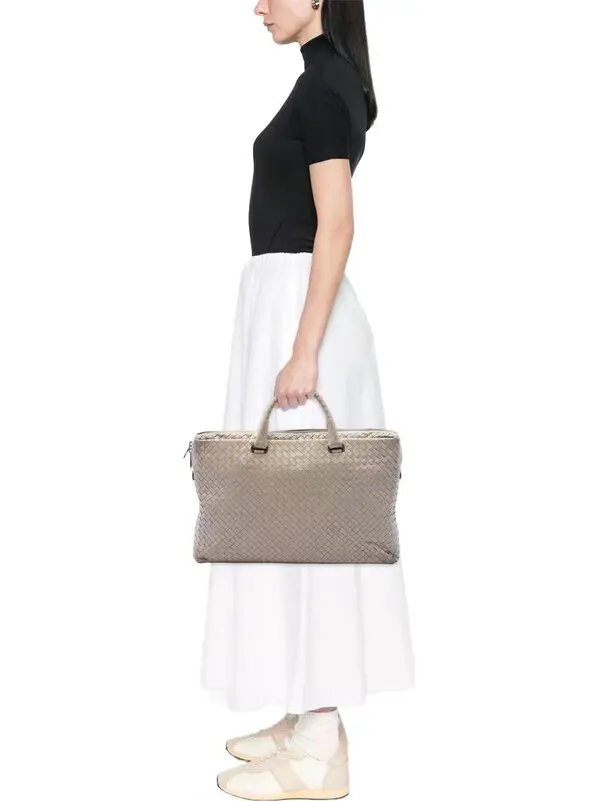 Bottega Veneta Woven Nappa Leather Business Bag - Neutrals