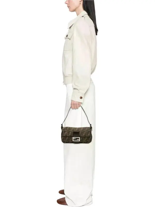 Fendi Zucca Canvas Baguette Shoulder Bag - Brown