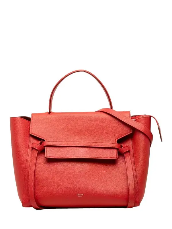 Celine 2017 Grained Calfskin Belt Bag Satchel - Red