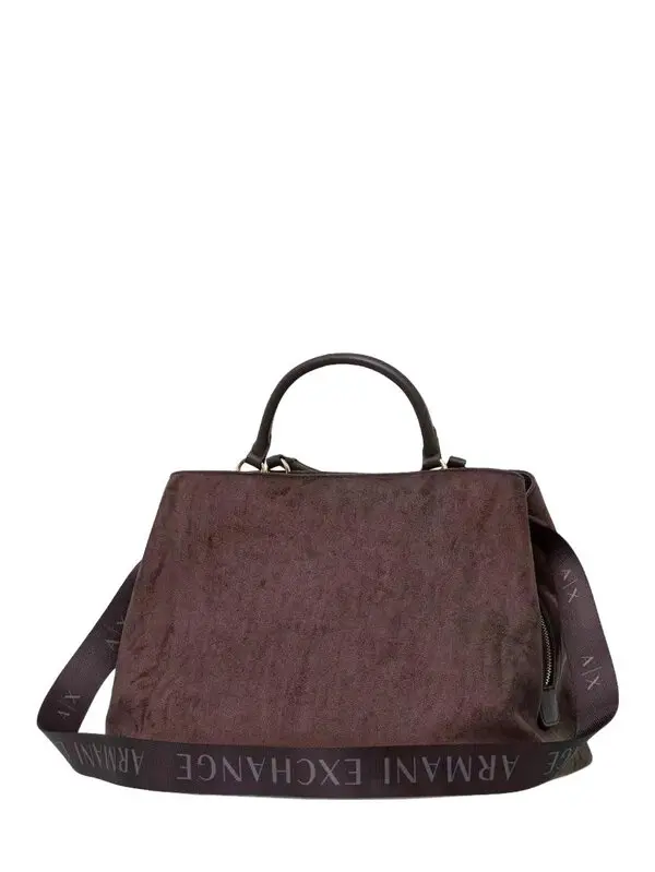 Armani Exchange Suede-effect Logo Strap Tote Bag - Brown