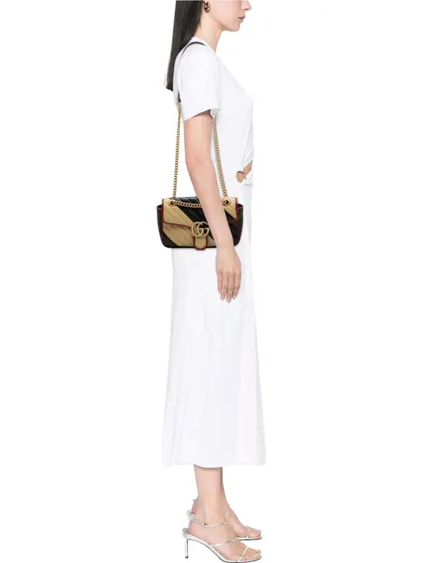 Gucci Gg Marmont Bicolor Matelasse Diagonal Calfskin Torchon Shoulder Bag - Black