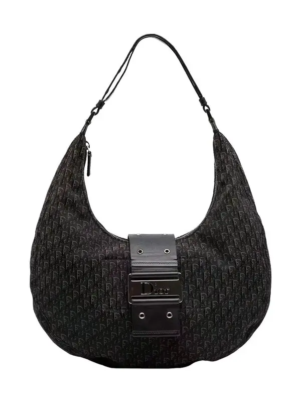 Dior Diorissimo Trotter Canvas Street Chic Hobo Shoulder Bag - Black