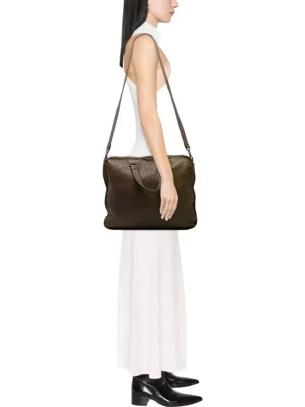 Bottega Veneta Intrecciato Trimmed Cervo Business Bag - Brown