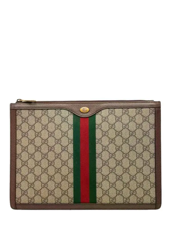 Gucci Gg Supreme Ophidia Clutch Bag - Neutrals