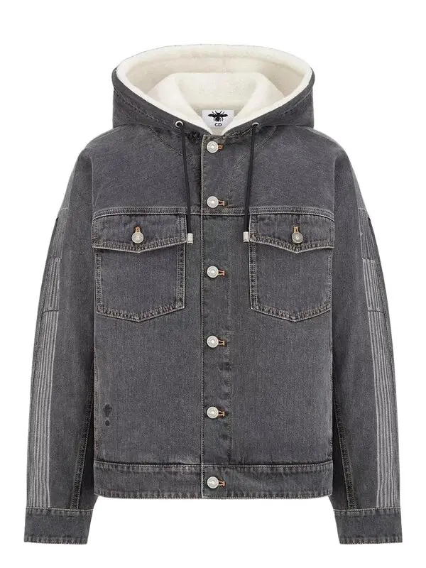 Dior Denim Jacket With Hood - Gray