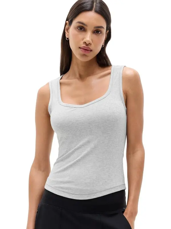 Athleta Perfect Rib Sweetheart Tank - Grey