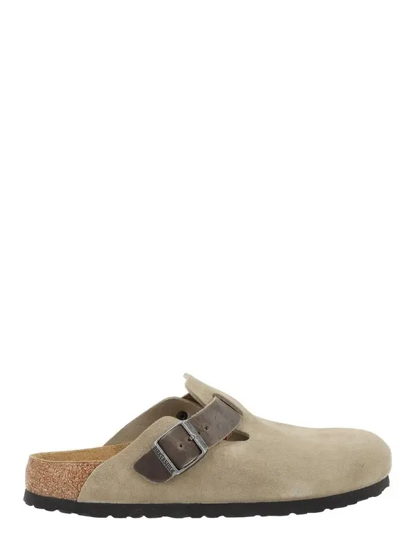 BIRKENSTOCK Suede "boston" Clogs - Beige