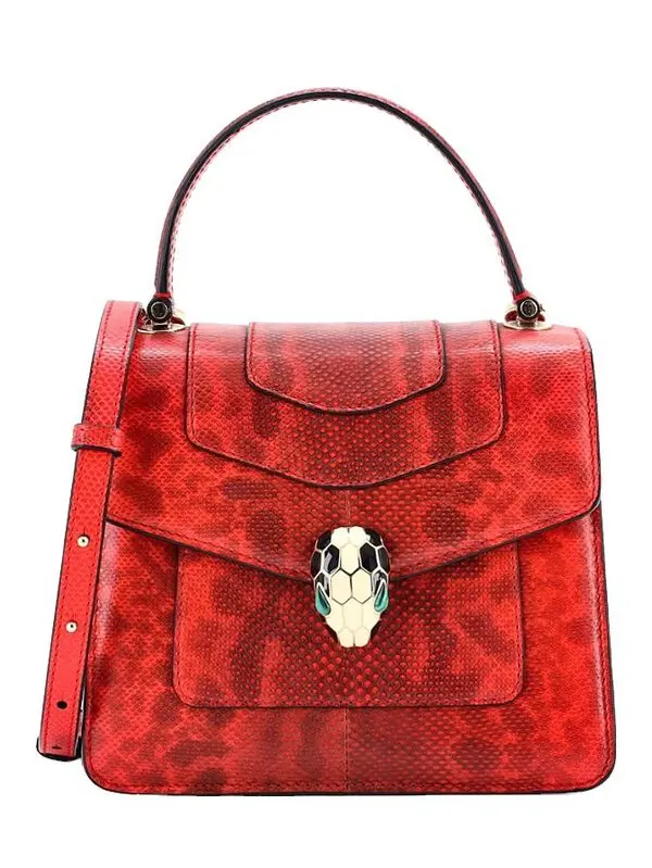 BVLGARI Small Serpenti Forever Top Handle Bag Karung - Red
