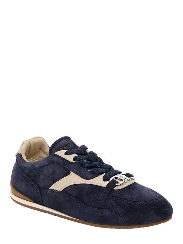 FERRAGAMO Sophie Gancini Suede Sneakers - Navy