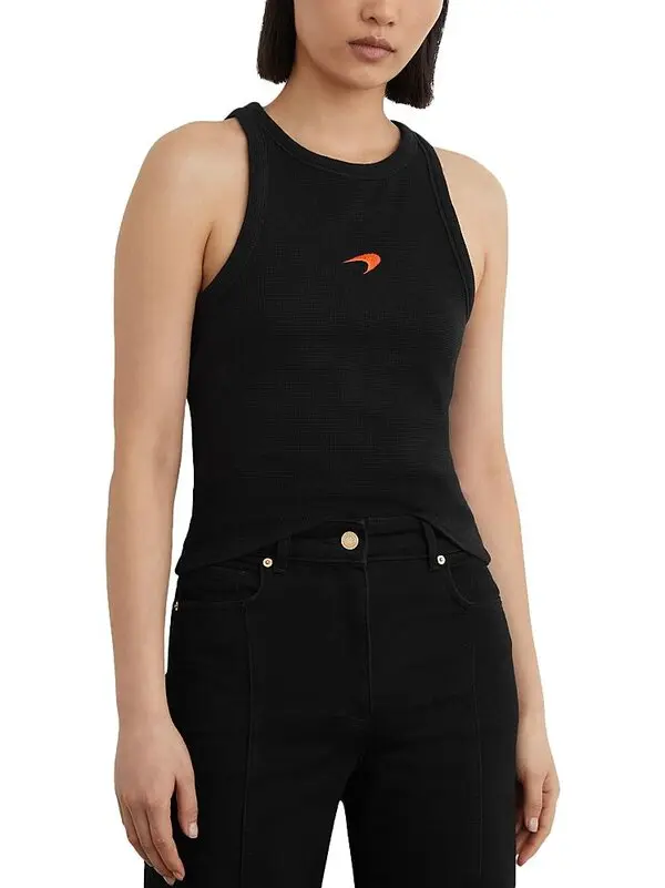REISS Sleeveless Waffle Knit Top - Black