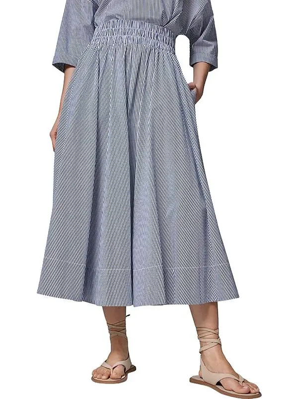 Donna Karan New York Cotton Stripe Maxi Skirt - Nightfall