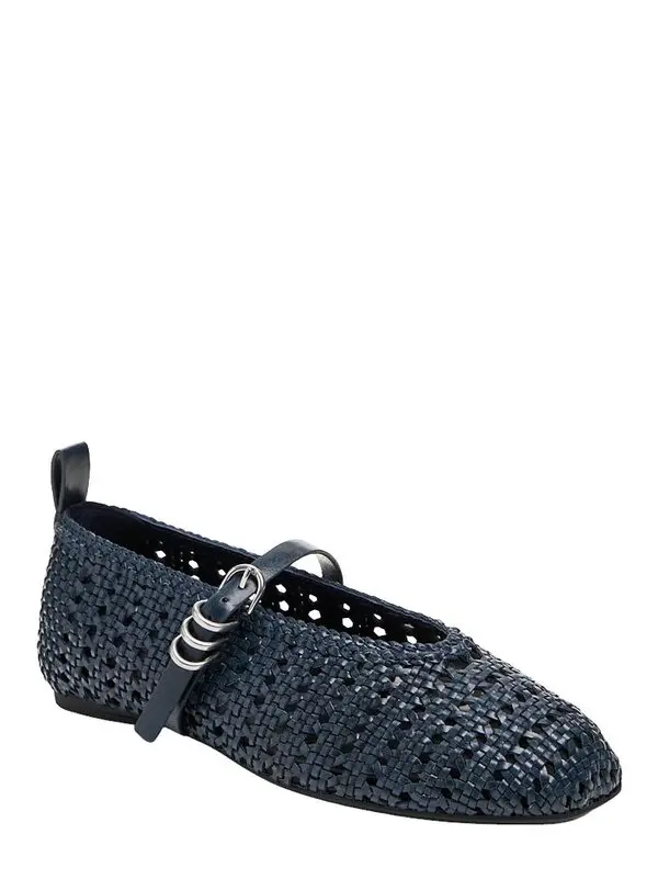 Rag & Bone Spire Woven Mary Jane Flats - Navy