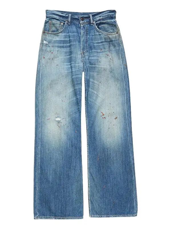 Acne Studios 2021f Mid Rise Wide Leg Jeans - Mid Blue