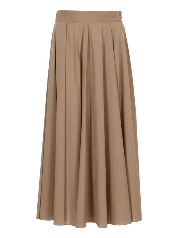 FAY Stretch Poplin Pleated Skirt - Beige