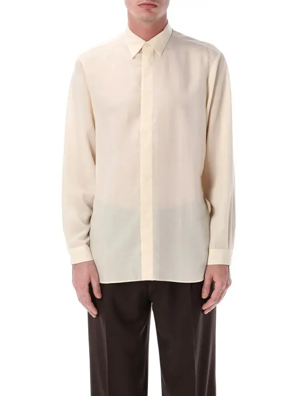 LARDINI Oversized Mini Shirt In Lyocell-linen Fabric, Size - White