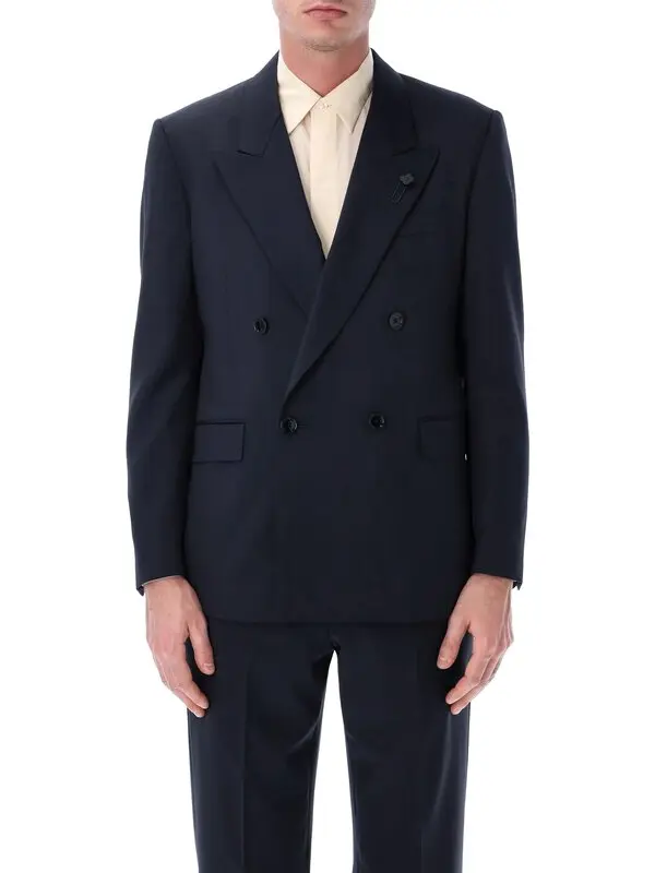 LARDINI Double-breasted Four-button Blazer - Blue