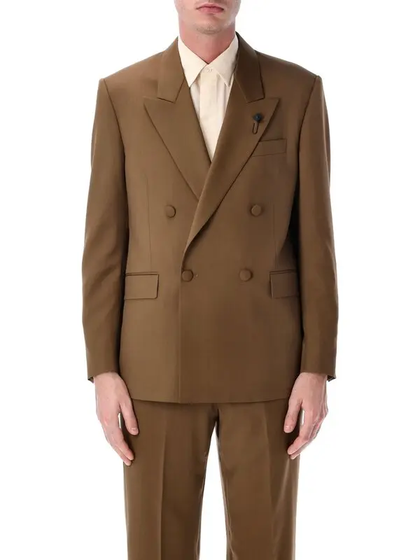 LARDINI Double-breasted Four-button Jacket - Brown
