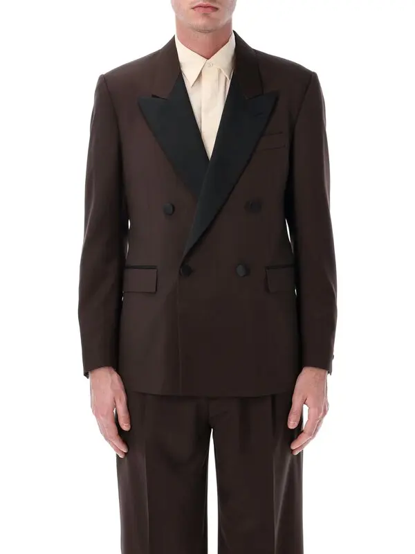 LARDINI Double-breasted Wool Tuxedo - Brown