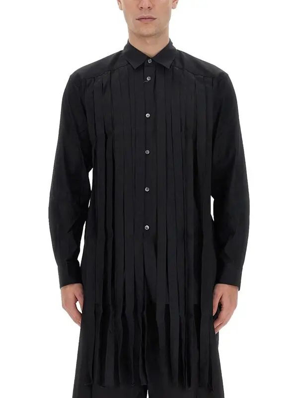 Comme Des Garçons Fringed Pleated Cotton Shirt - Black