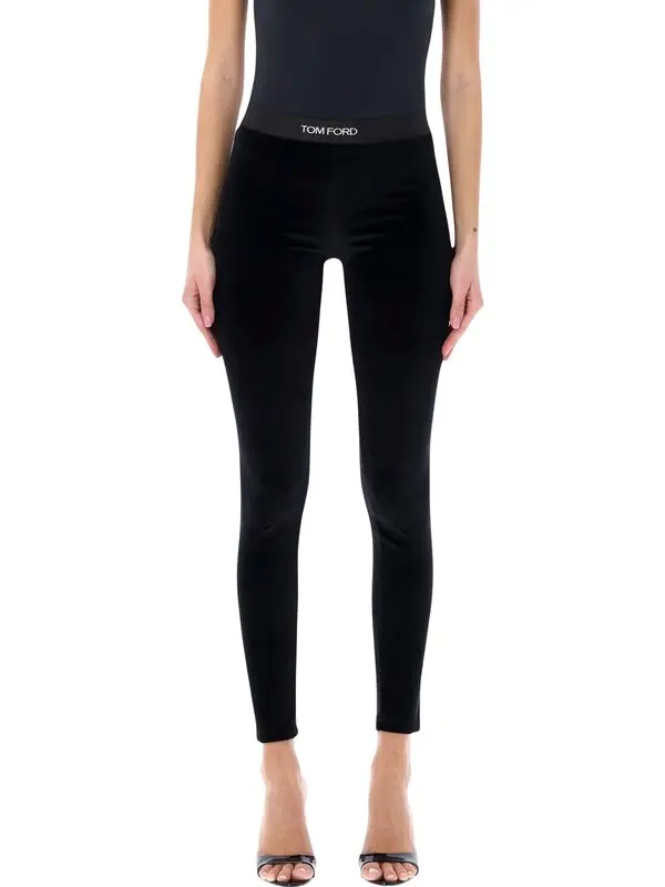 TOM FORD Stretch Velour Signature Leggings - Black