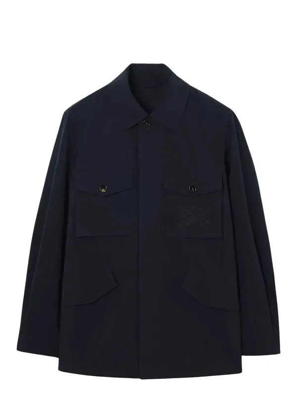 Burberry Jacket With Pockets And Hidden Buttons - Navy