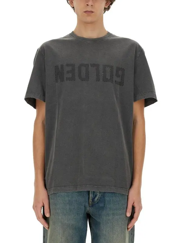 GOLDEN GOOSE T-shirt With Distressed Treatment - Grey