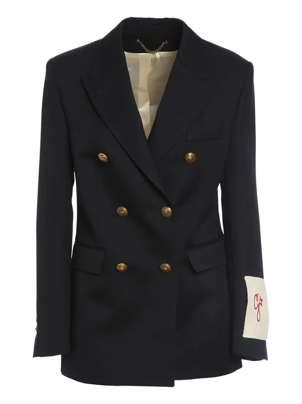 GOLDEN GOOSE Diva Double-breasted Wool Blend Blazer - Navy
