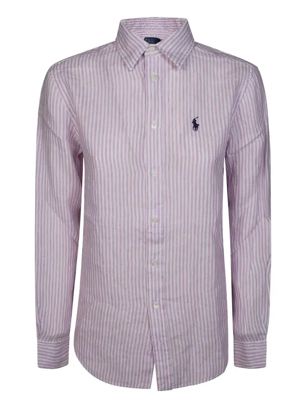 Polo Ralph Lauren Classic Fit Striped Linen Shirt - Viola