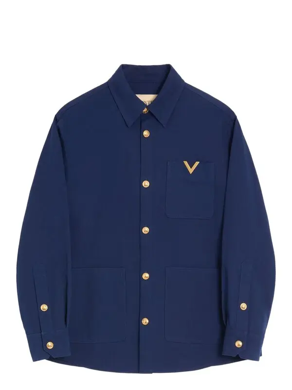 Valentino Garavani Classic Cotton Shirt With Stylish Chest Pocket - Navy