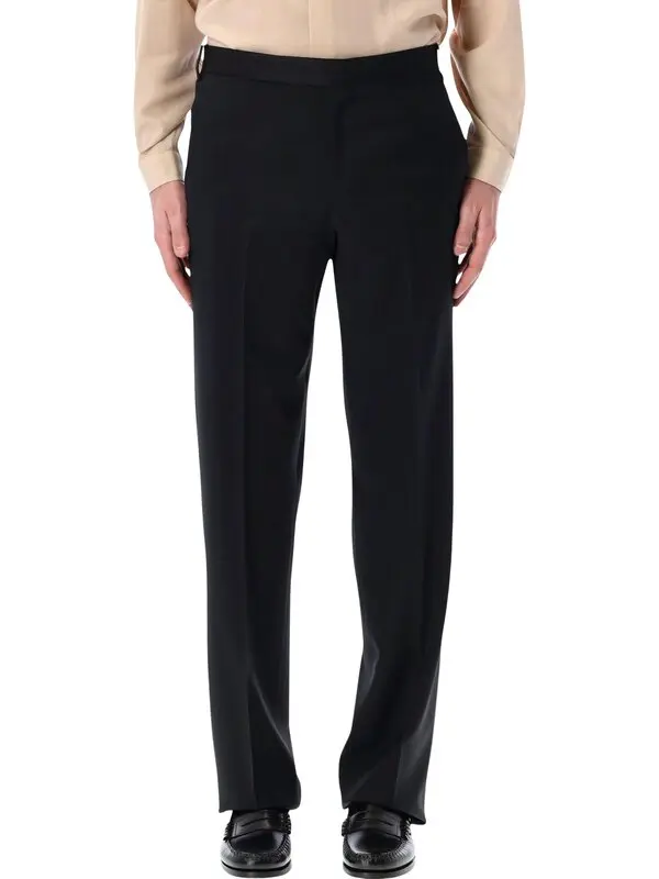 LARDINI Lightweight Stretch Crepe Gabardine Trousers - Black