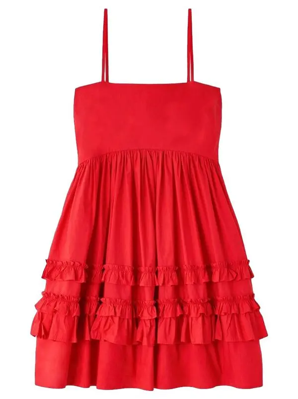 GANNI Organic Cotton Mini Dress - Red