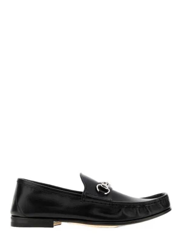 Gucci Lugano Leather Loafers With Silver Buckle - Black