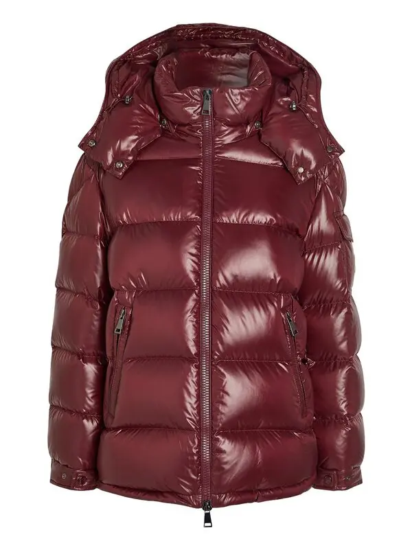 Moncler Laqué Nylon Padded Hooded Jacket - Red
