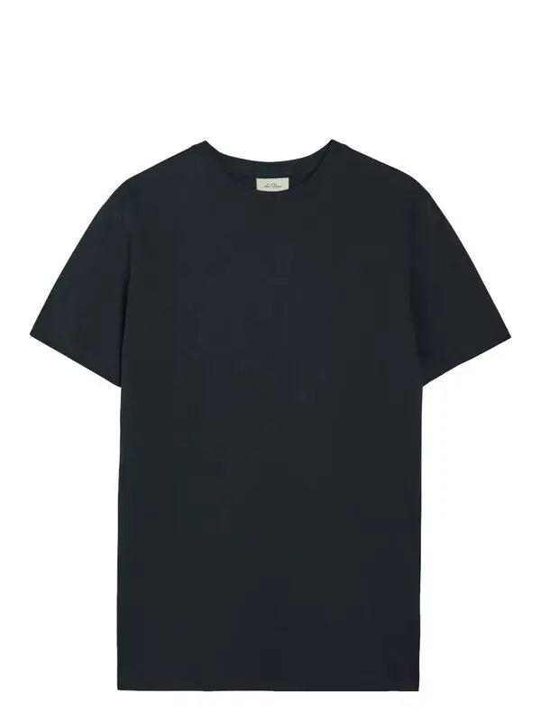 LES DEUX Flower Printed Cotton T-shirt - Navy