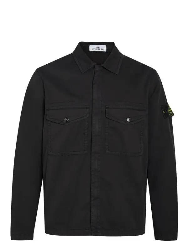 Stone Island Logo-appliquéd Stretch-cotton Overshirt - Black